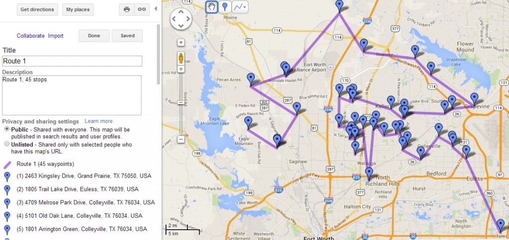 Manage KML files of your planned route to Google earth
